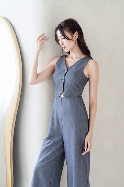 Smith Waistcoat Jumpsuit - Dark Grey [XS/S/M/L/XL] – Diamond Mojitto